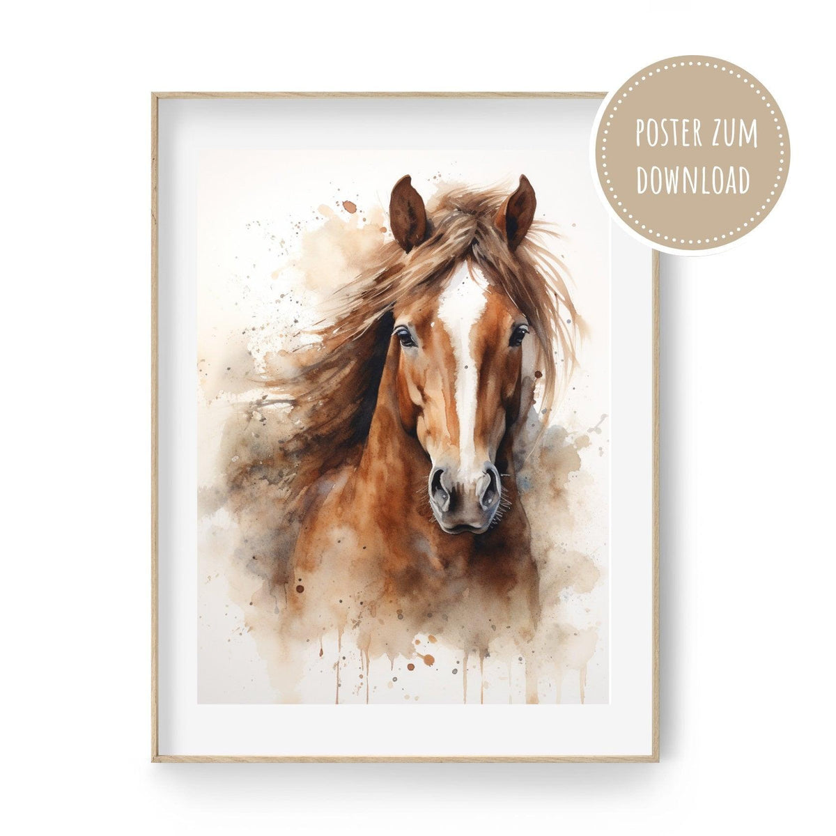 Pferde Poster | Aquarell Bild braunes Pferd | digitaler download – Roo ...