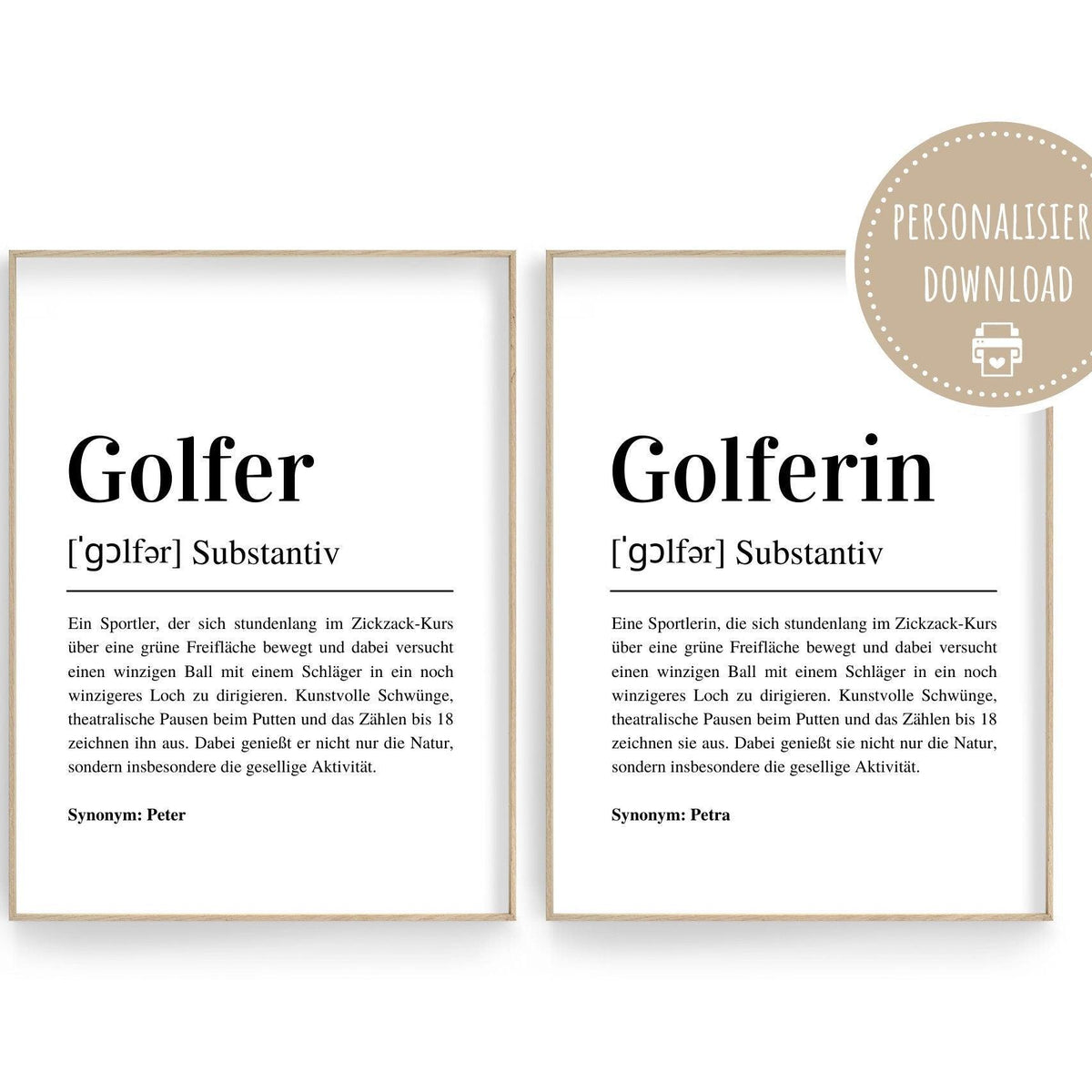 Poster Definition Golferin | personalisiert | Geschenk Golfer | Digita ...